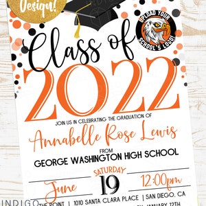 Printable 2023 Graduation Party Invitation, Orange and White Simple ...