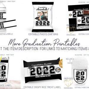 Printable 2023 Graduation Juice Label, Black and White Classic Grad ...