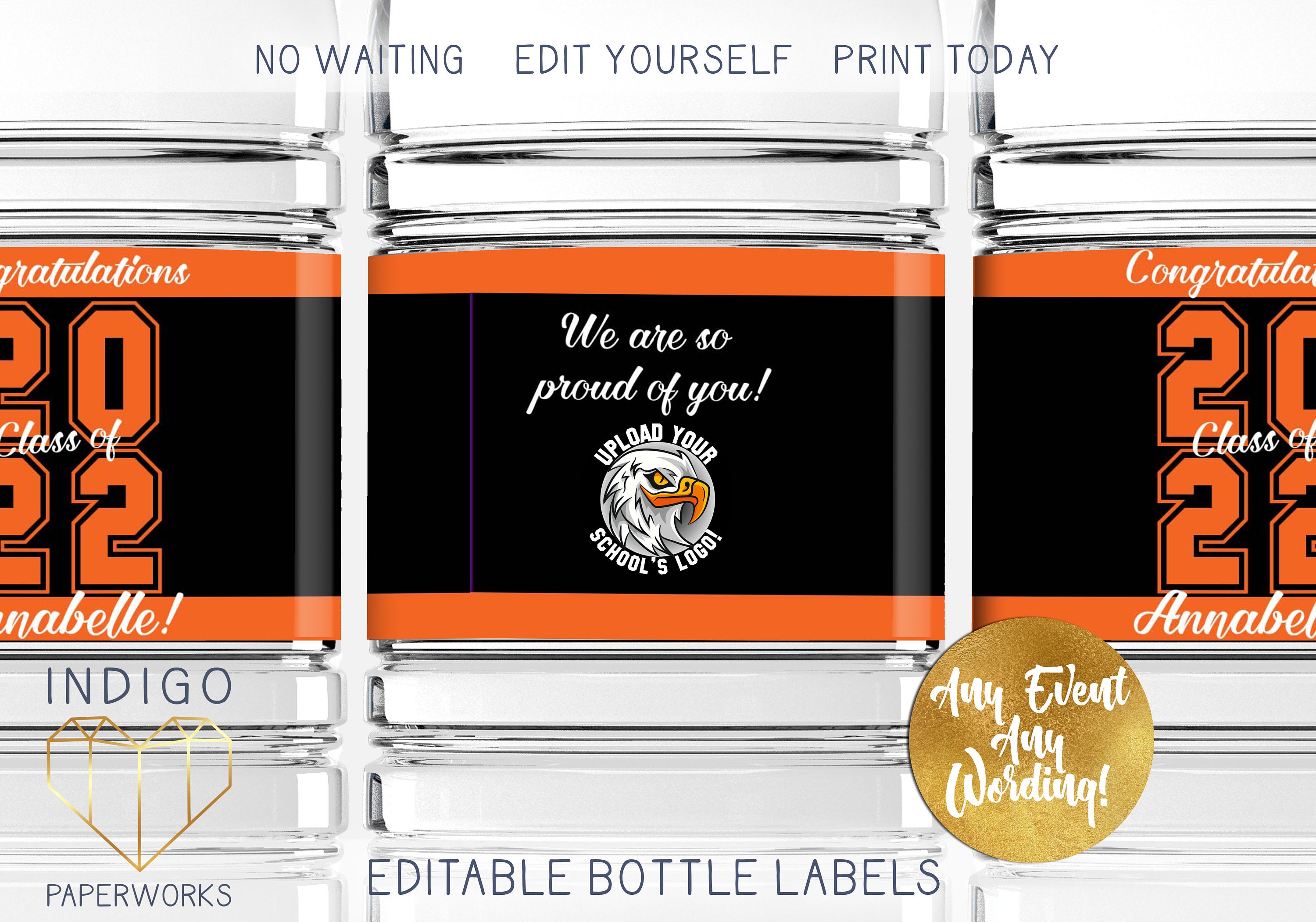 Printable 2023 Graduation Water Bottle Labels Custom - Etsy