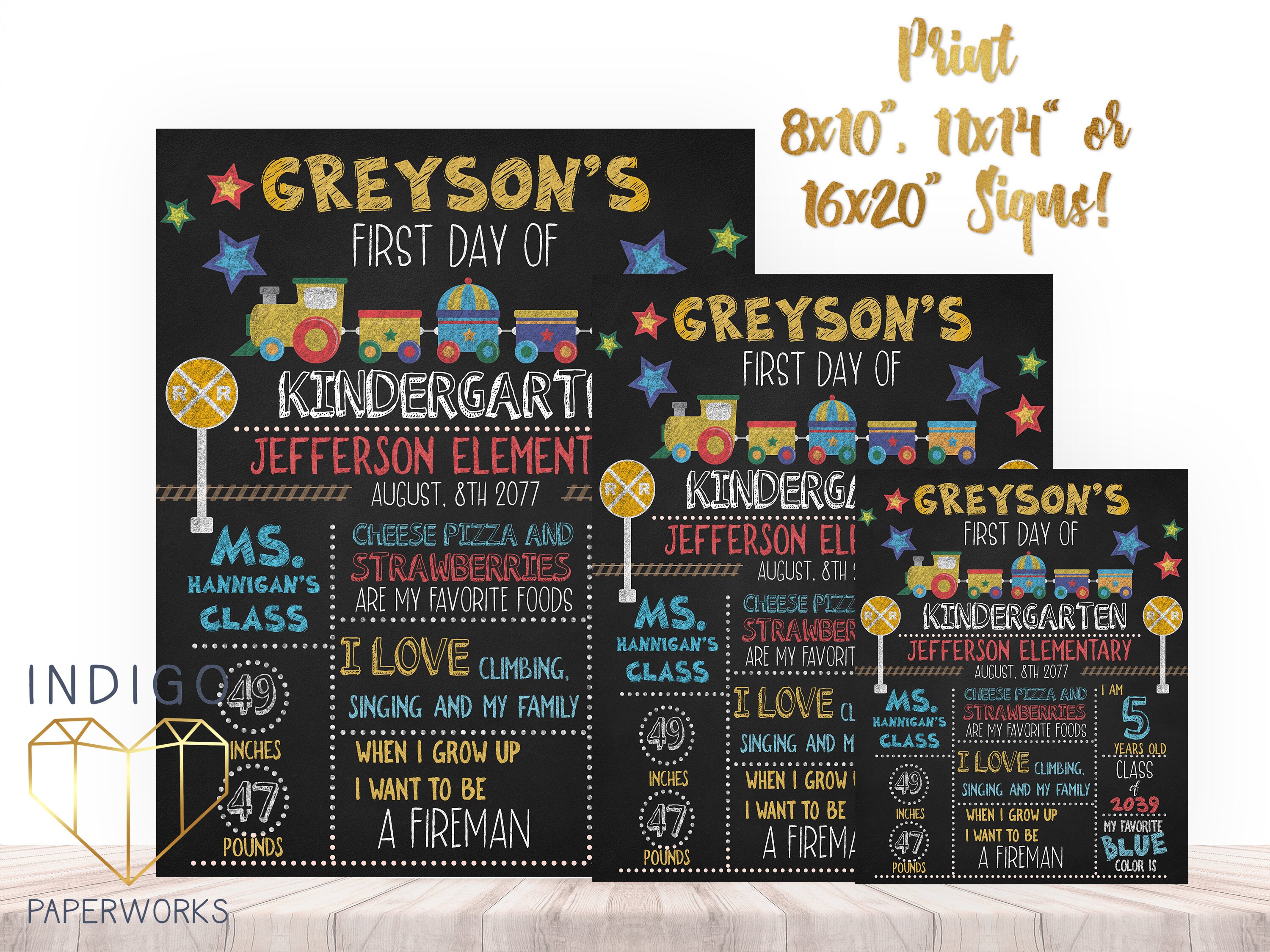 Printable First Day Of School Trains Chalkboard Sign Reusable | Etsy