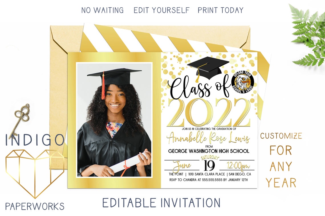Printable 2023 Graduation Party Invitation With Photo White & - Etsy