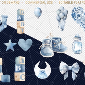 Watercolor Baby Boy Clipart- 41 PNG It's a Boy Vintage Nursery and ...