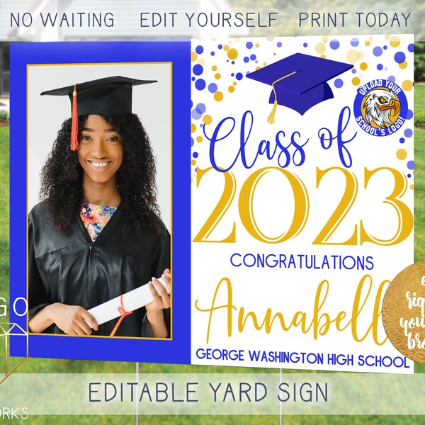 Royal Blue and Gold Graduation Front Lawn Banner - Etsy