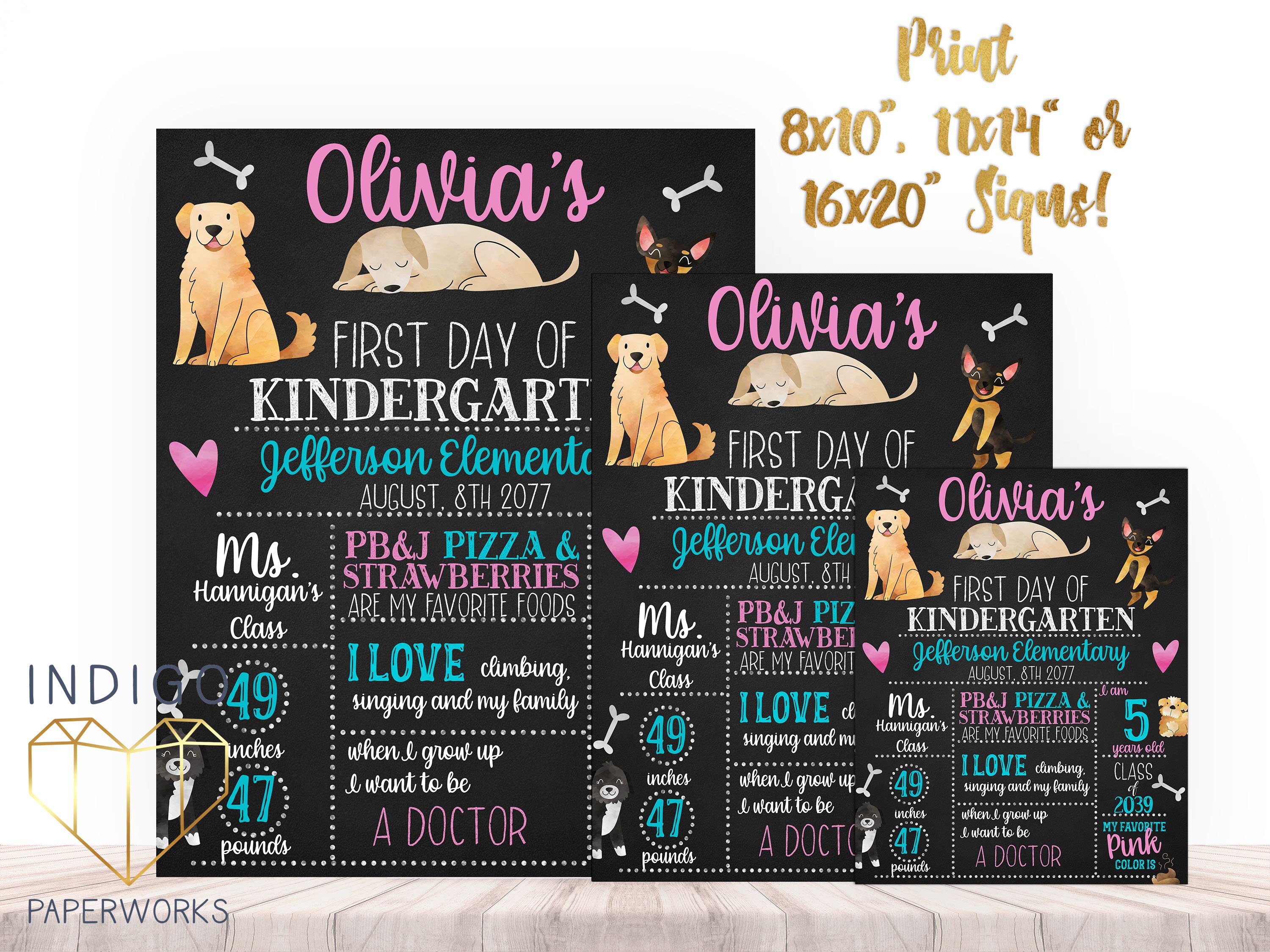 Printable Puppy Dog First Day Of School Chalkboard Sign | Etsy