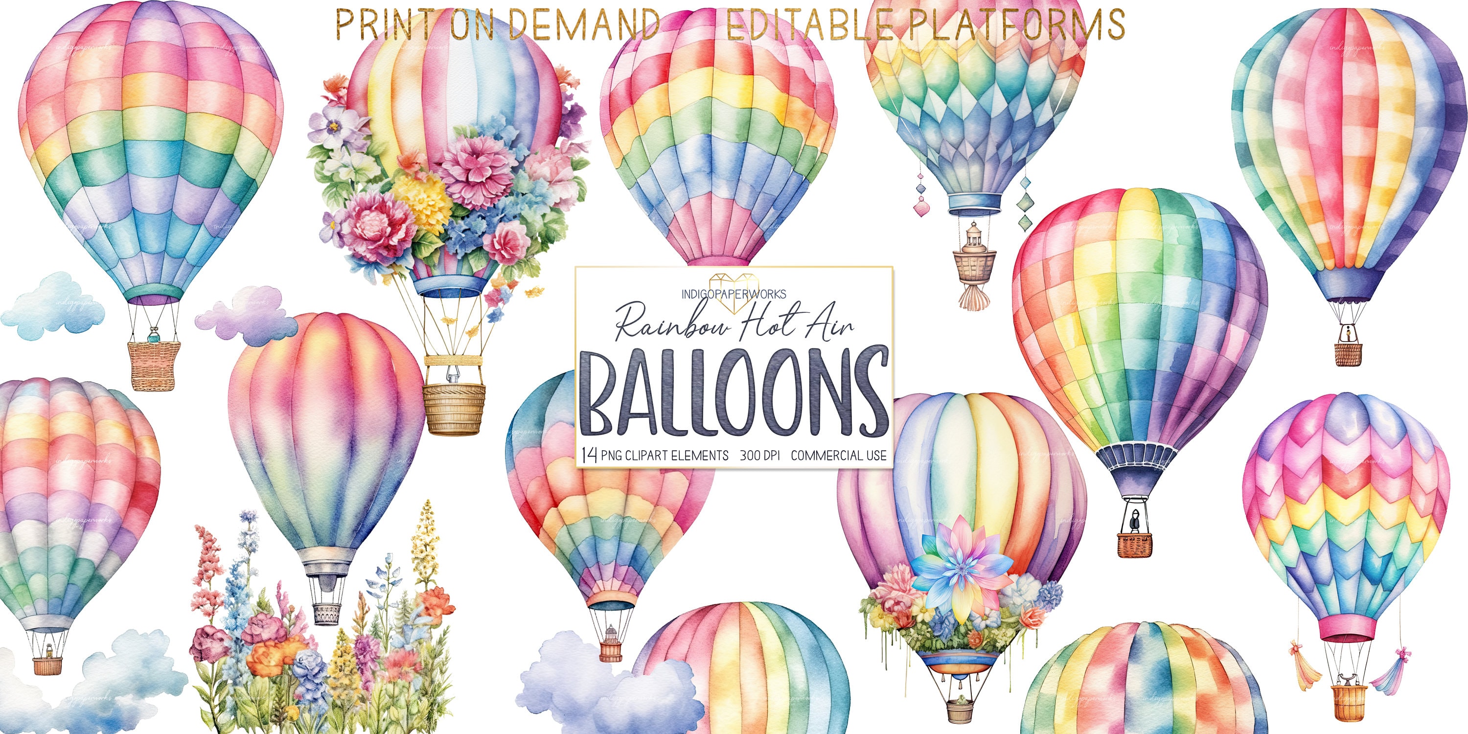 Hot Air Balloon Clip Art Pastel