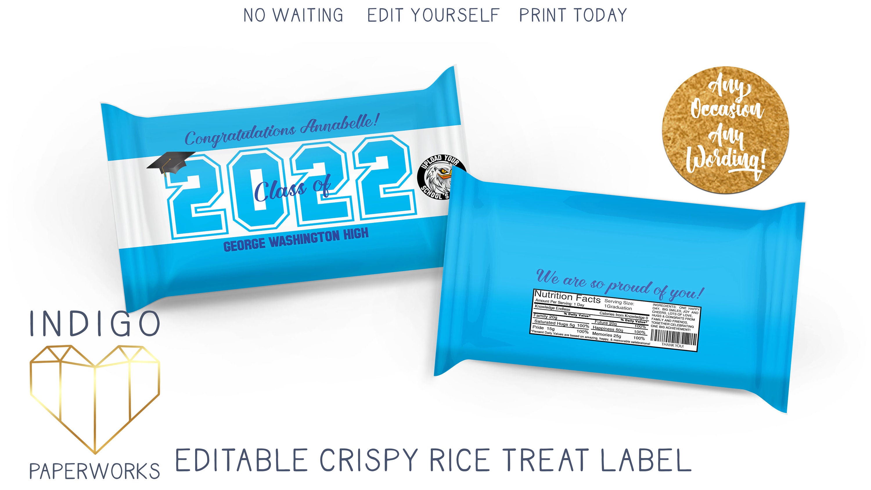 Printable 2023 Graduation Crispy Rice Treat Label Grad Light - Etsy