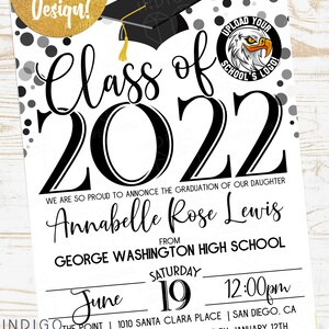 Printable 2023 Graduation Party Invitation, Black and White Simple ...