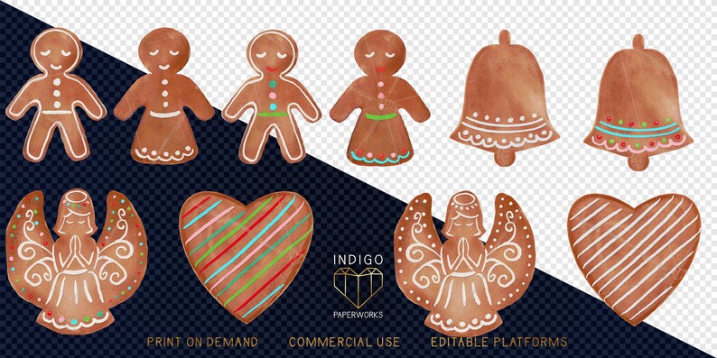 Pastel Gingerbread Cookies Clipart 34 Cute Hand Painted - Etsy