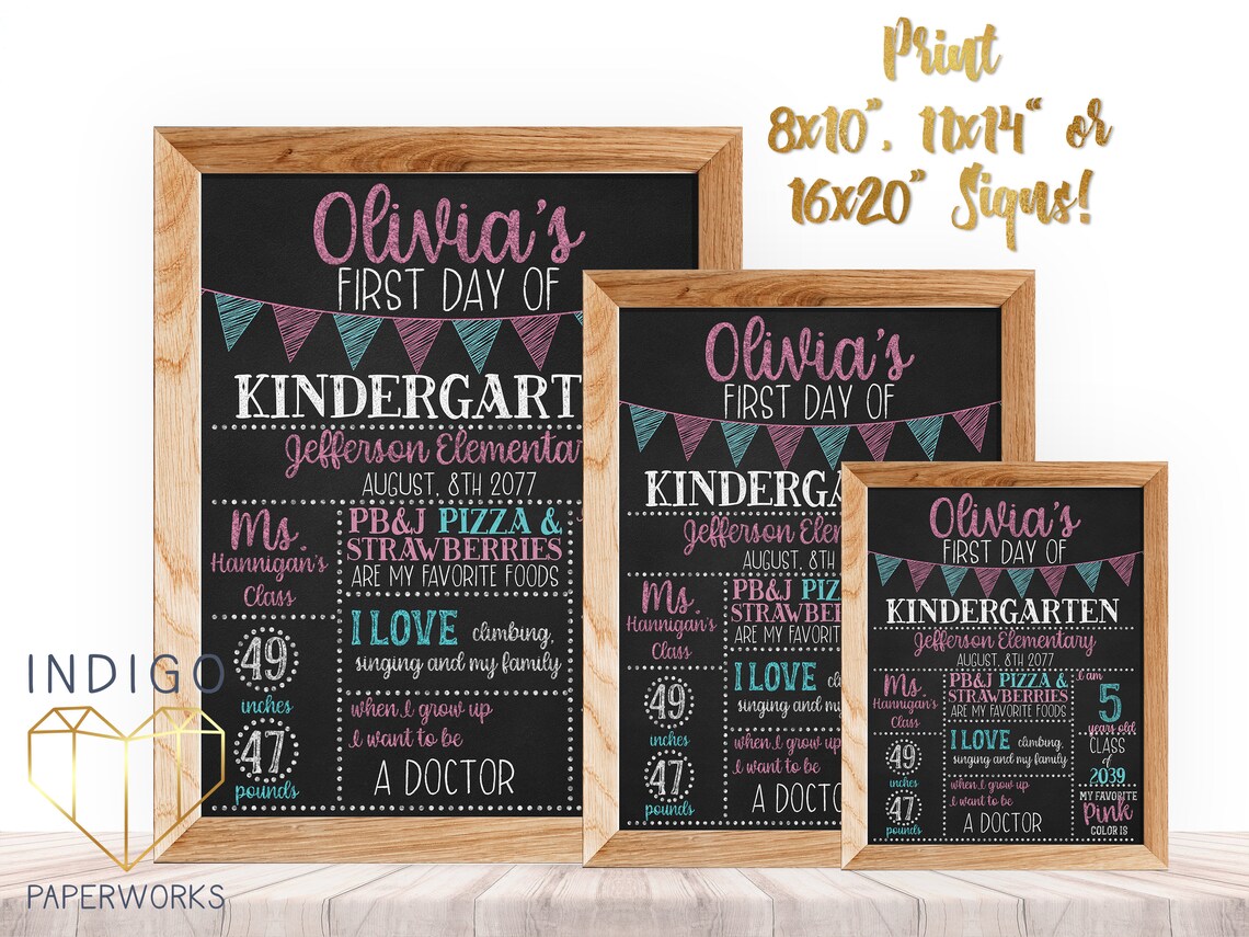Printable First Day of School Chalkboard Sign Reusable Last - Etsy