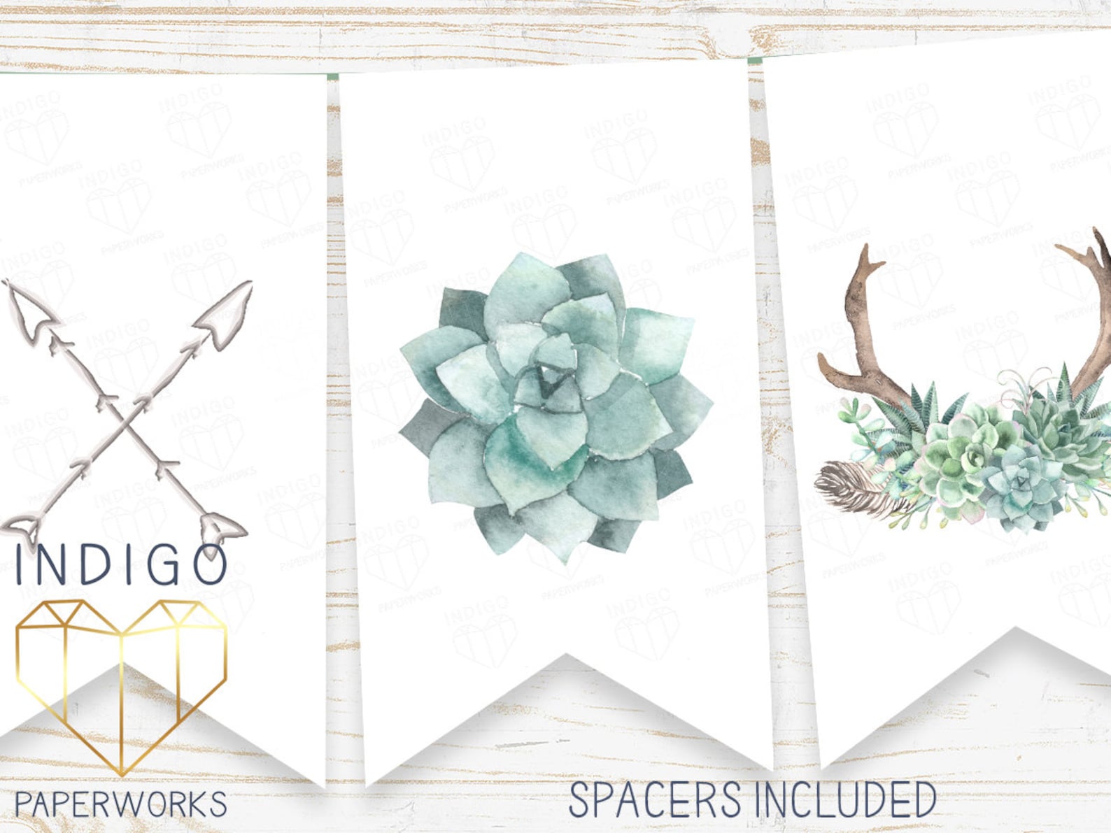 Boho Succulents Banner Personalized Oh Deer Antlers Cactus - Etsy