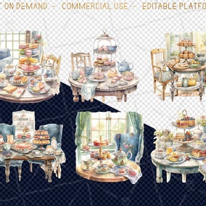 Watercolor Vintage Tea Party Clipart - 15 Lovely Watercolor Scenes of a ...