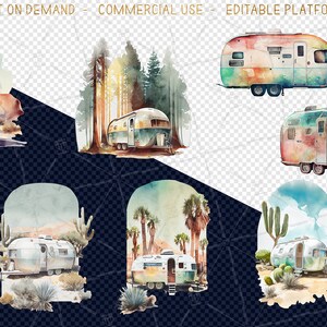 Watercolor Boho Camper Trailers & Trailer Camping Scene Clipart- 17 PNG ...