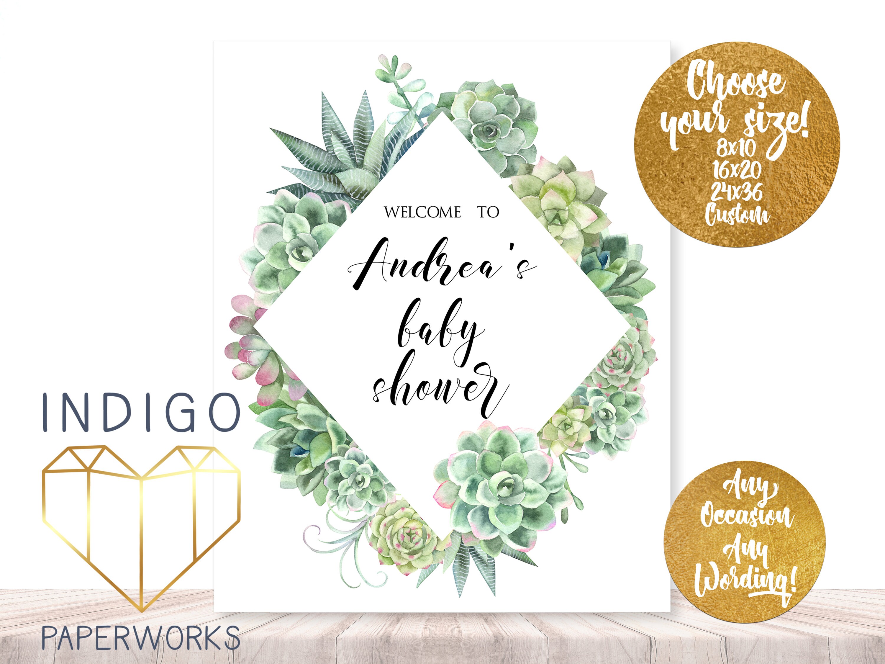 Succulent Baby Shower Welcome Sign Greenery Gender Neutral | Etsy