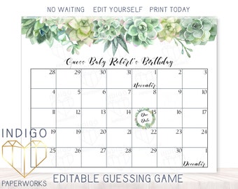 Cactus Birthday Calendar - Etsy