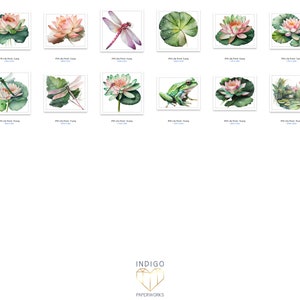 Watercolor Lily Pad Pond Clipart- 16 Cute Water Lily Flower Garden ...