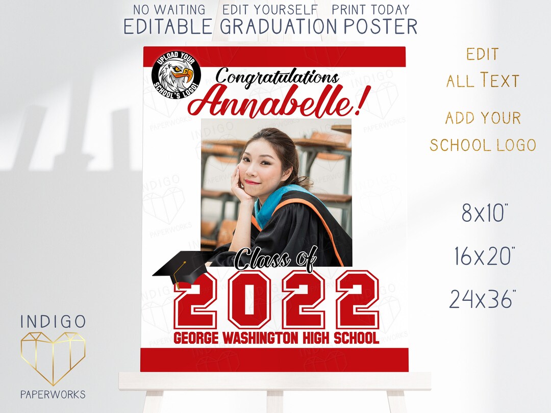 Printable Class of 2023 Graduation Party Photo Sign 16x20 or 24x36 Red ...
