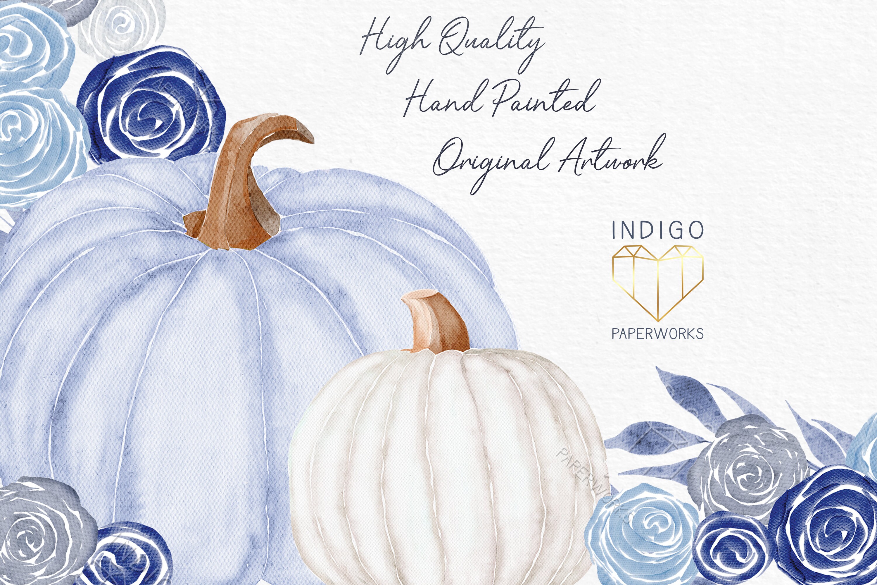 Pastel Blue Watercolor Pumpkin Clip Art Boho Fall Pumpkin and - Etsy
