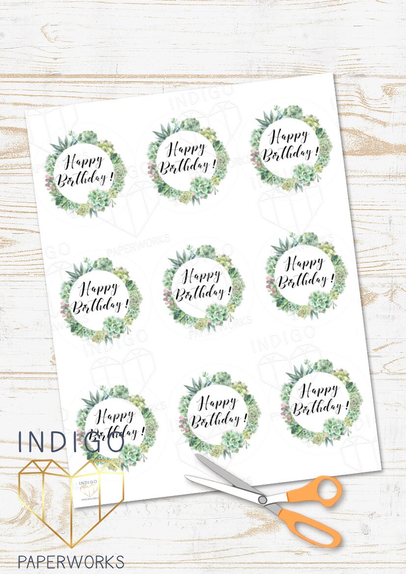 Succulent Cupcake Toppers Succulent Greenery Birthday Party - Etsy