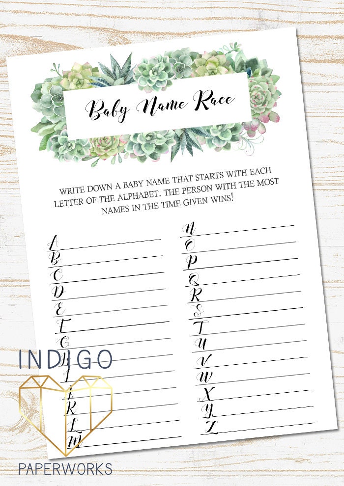 Succulents Baby Shower Games Package Southwestern Cactus - Etsy