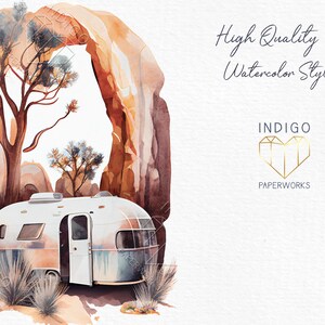 Watercolor Boho Camper Trailers & Trailer Camping Scene Clipart- 17 PNG ...