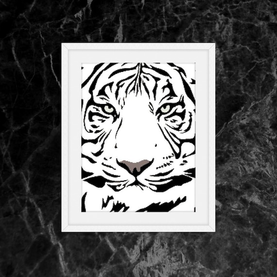 Tiger Face Cross Stitch Pattern Animals Pattern Modern Cross | Etsy