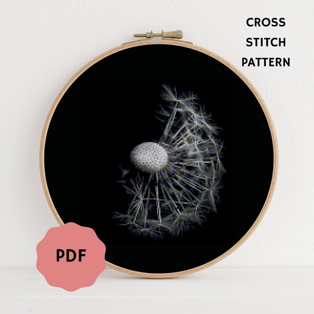 Dark Dandelion Cross Stitch Pattern, Modern Beginner DIY (PDF Pattern ...