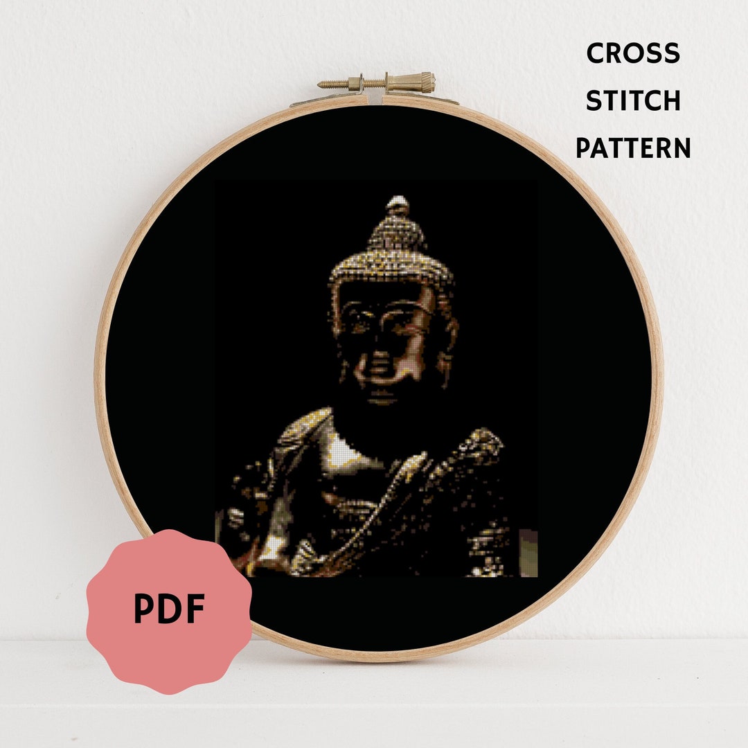 Dark Gold Buddha Cross Stitch Pattern, Modern Cross Stitch, Cross ...