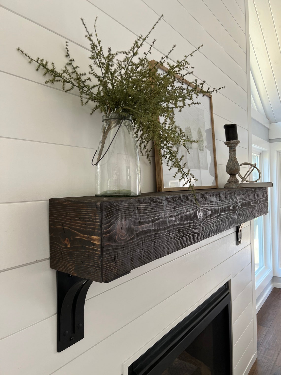 Handmade Distressed Fireplace Mantel, Rustic Pinewood Floating Shelf - Etsy
