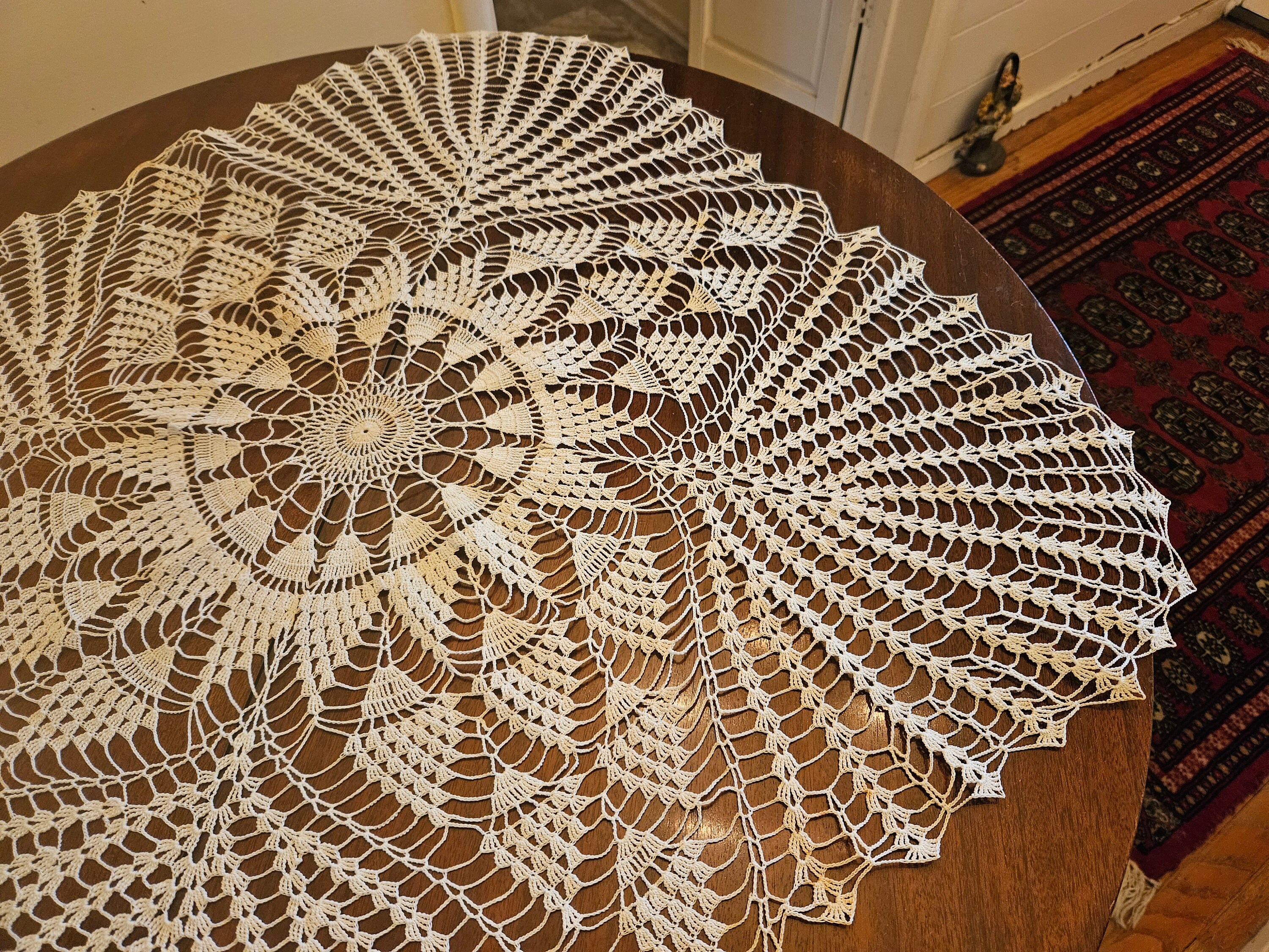 Vintage Crochet Table Centerpiece - 28.5" Sq. Geometric Lace - SHIPS ...