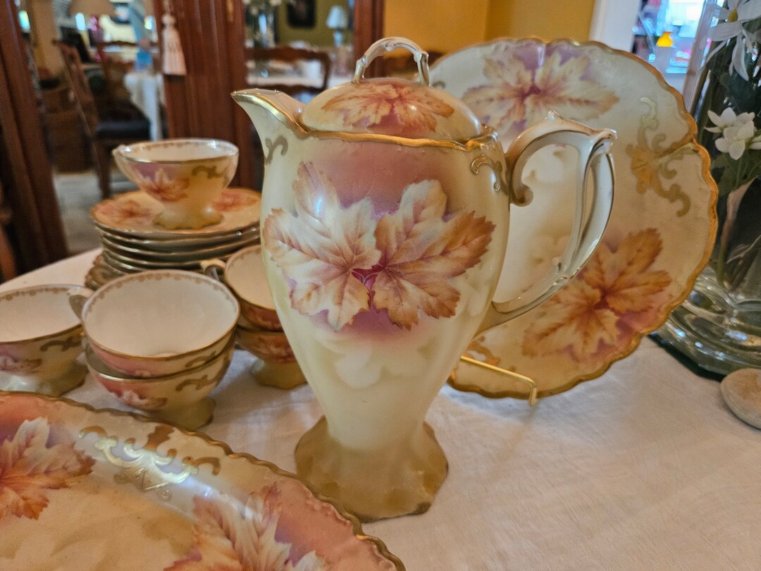 Tea Set for Six - Fall Pattern - Vintage Bavarian China - C. 1900 - 21 ...