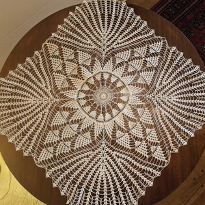 Vintage Crochet Table Centerpiece - 28.5" Sq. Geometric Lace - SHIPS ...