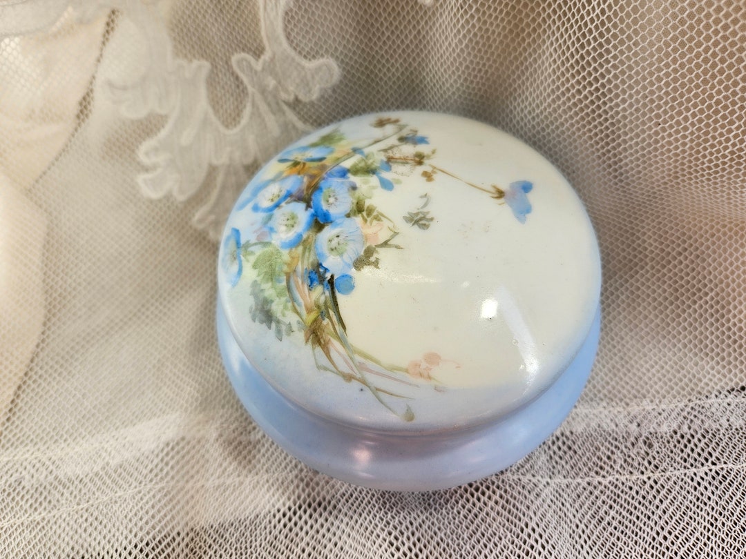 Bavarian Porcelain Hand-ptd Powder Box - C. 1880 - Beautiful Bouquet on ...