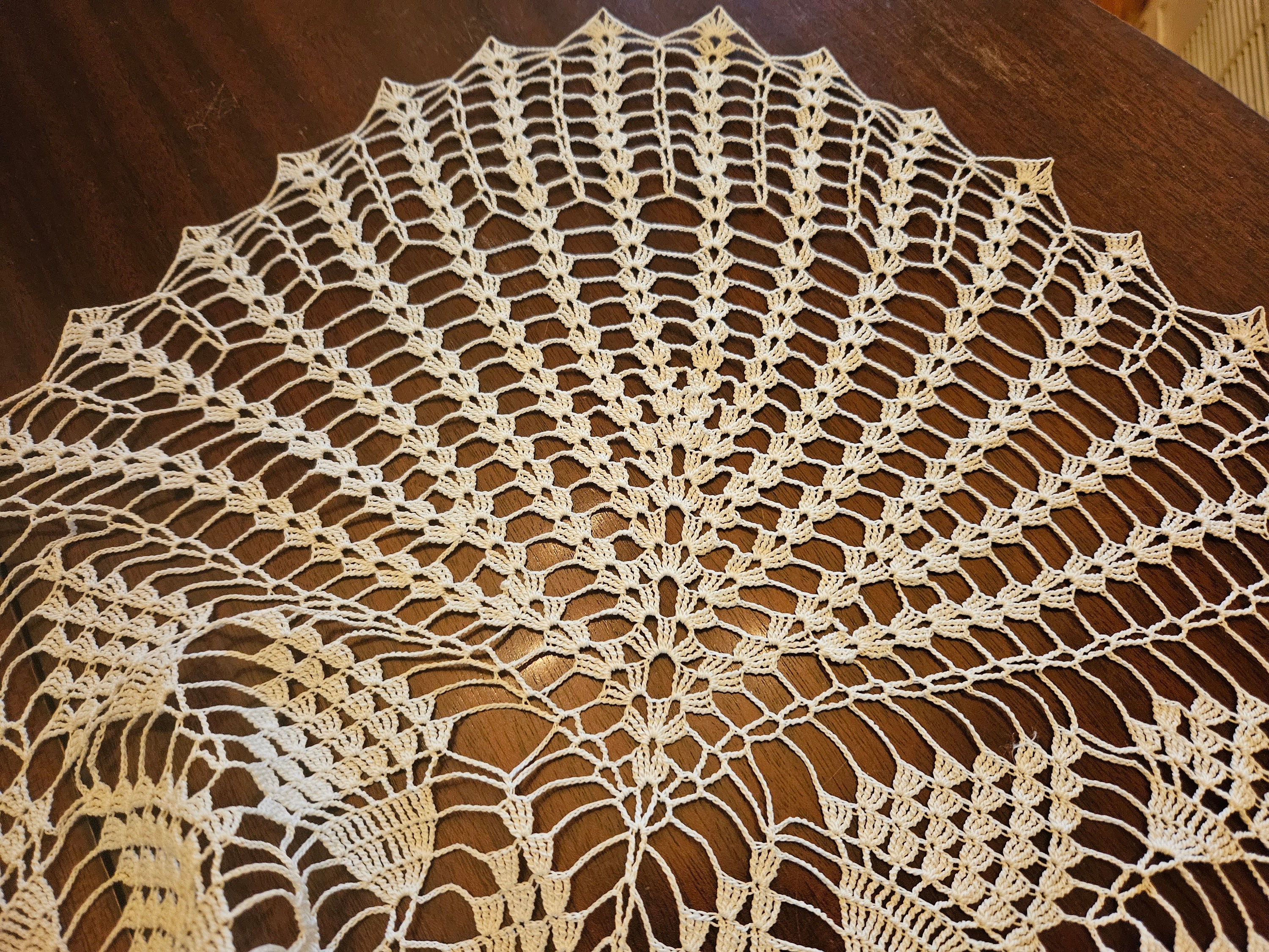 Vintage Crochet Table Centerpiece - 28.5" Sq. Geometric Lace - SHIPS ...