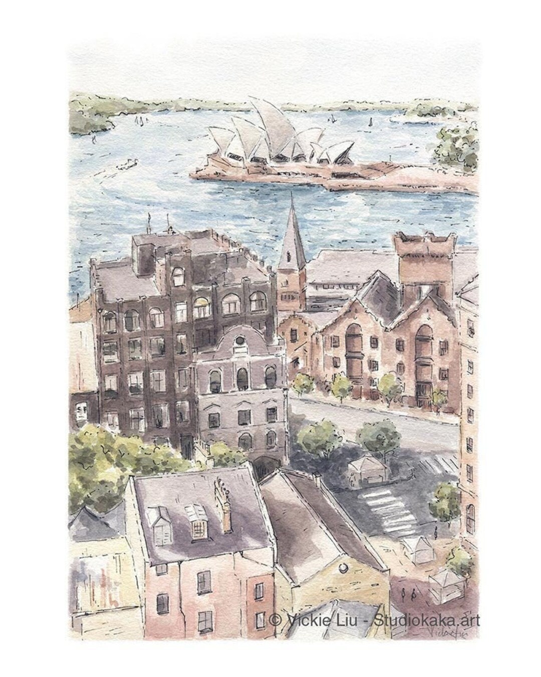 Sydney Opera House Art Print / the Rocks Sydney Artwork / Watercolour ...