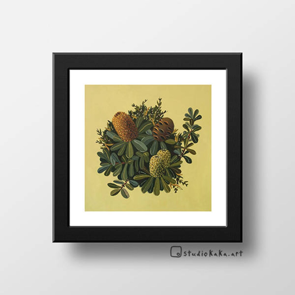 Australian Native Botanical Print / Green Banksia Artwork / - Etsy