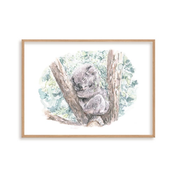 Koala Art Print // Australian Wildlife Print Koala Bear | Etsy