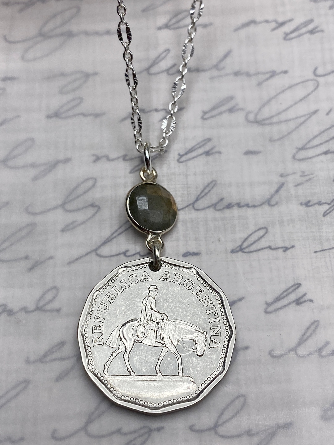 1963 Argentina 10 Pesos Coin Necklace Pendant. Trotting Horse. 16 ...