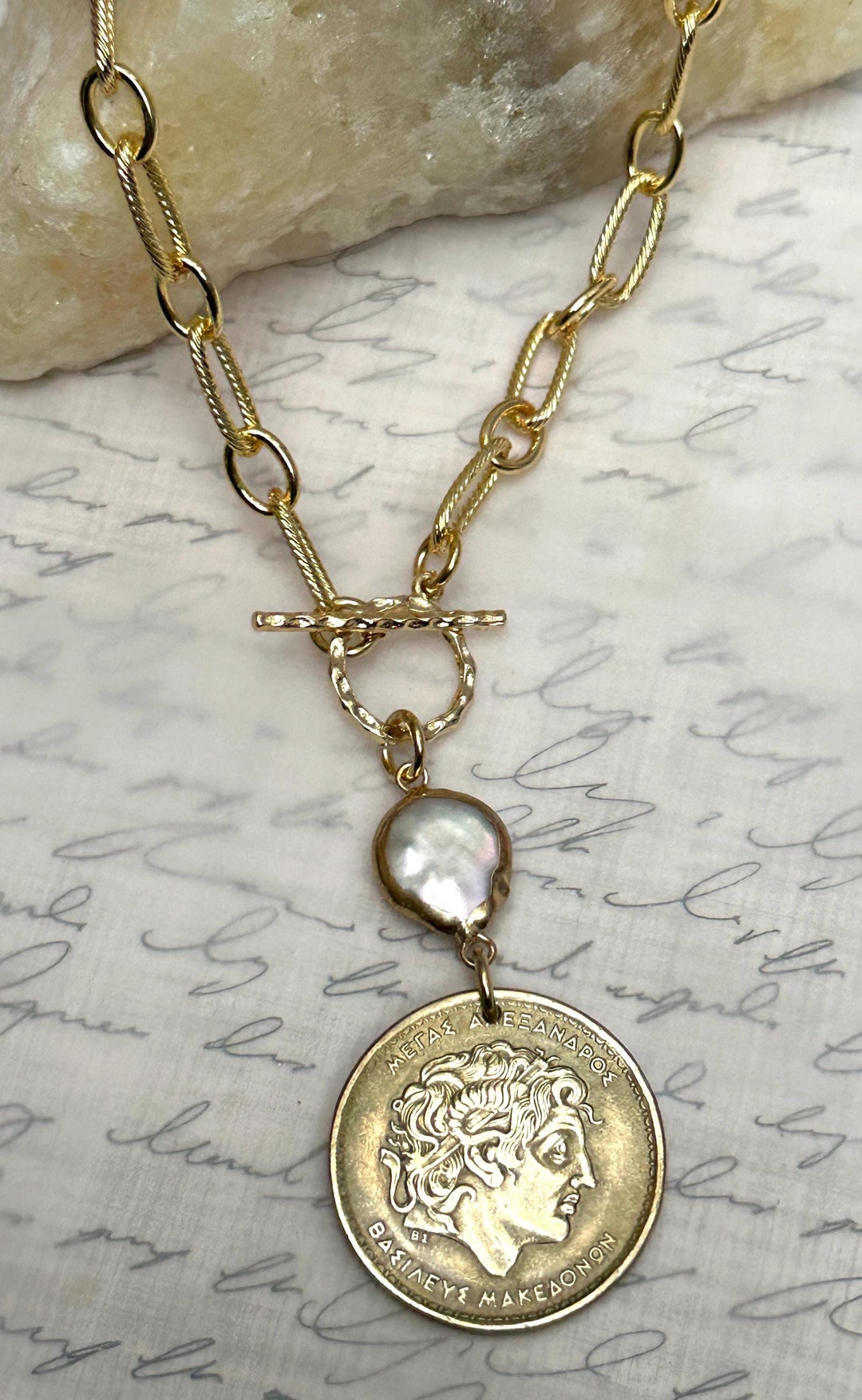 1990 Greece 100 Drachmes Coin Necklace Pendant. Alexander the Great ...