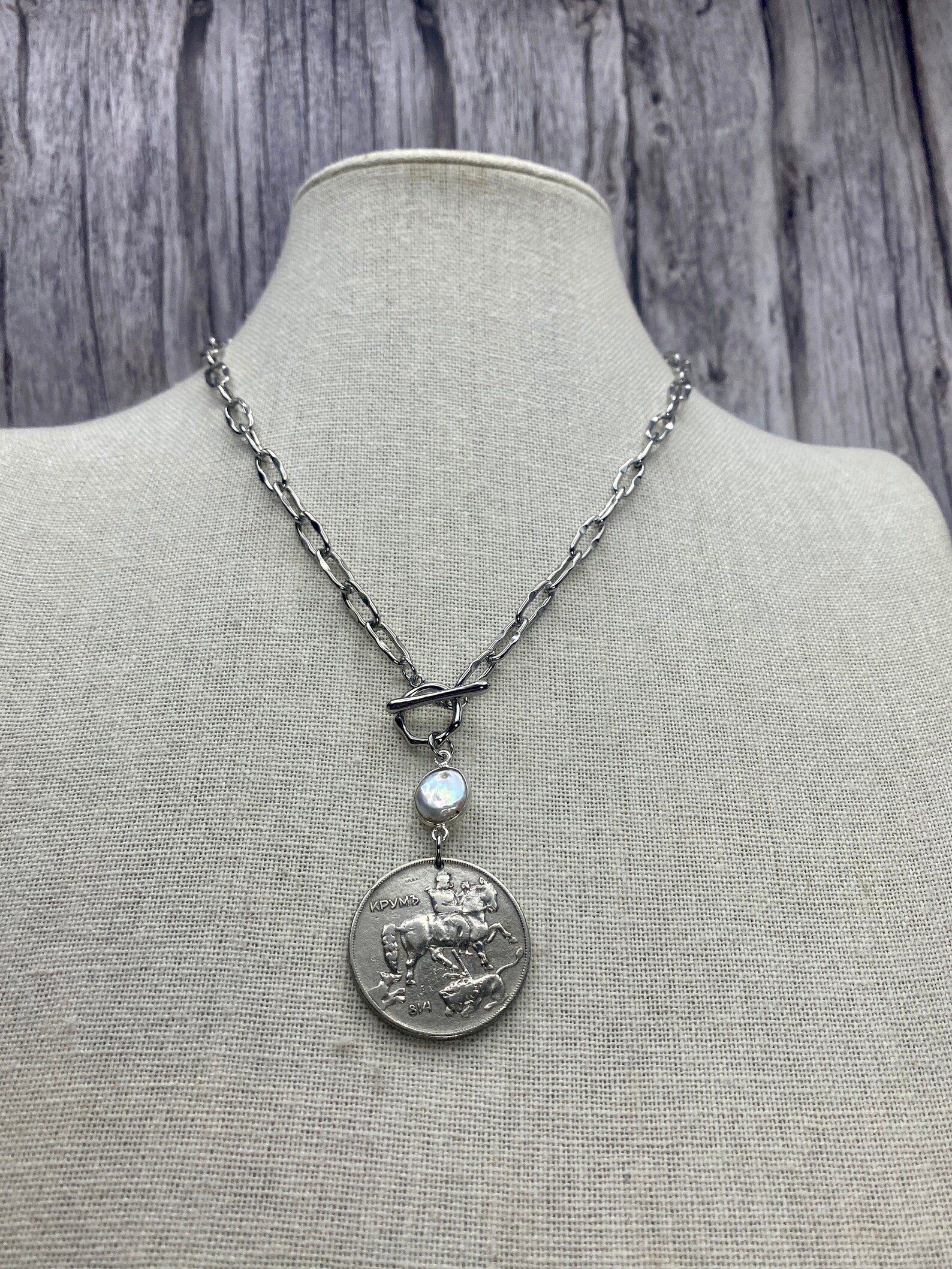 Vintage 1930 Bulgaria 10 Leva Coin Necklace Pendant. Krum the - Etsy