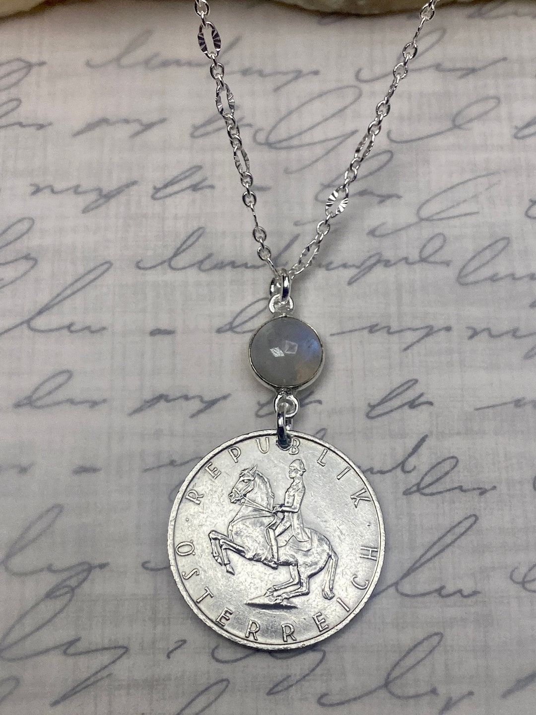 1970 Austria 5 Schillings Coin Necklace Pendant. Lippizaner Stallion ...