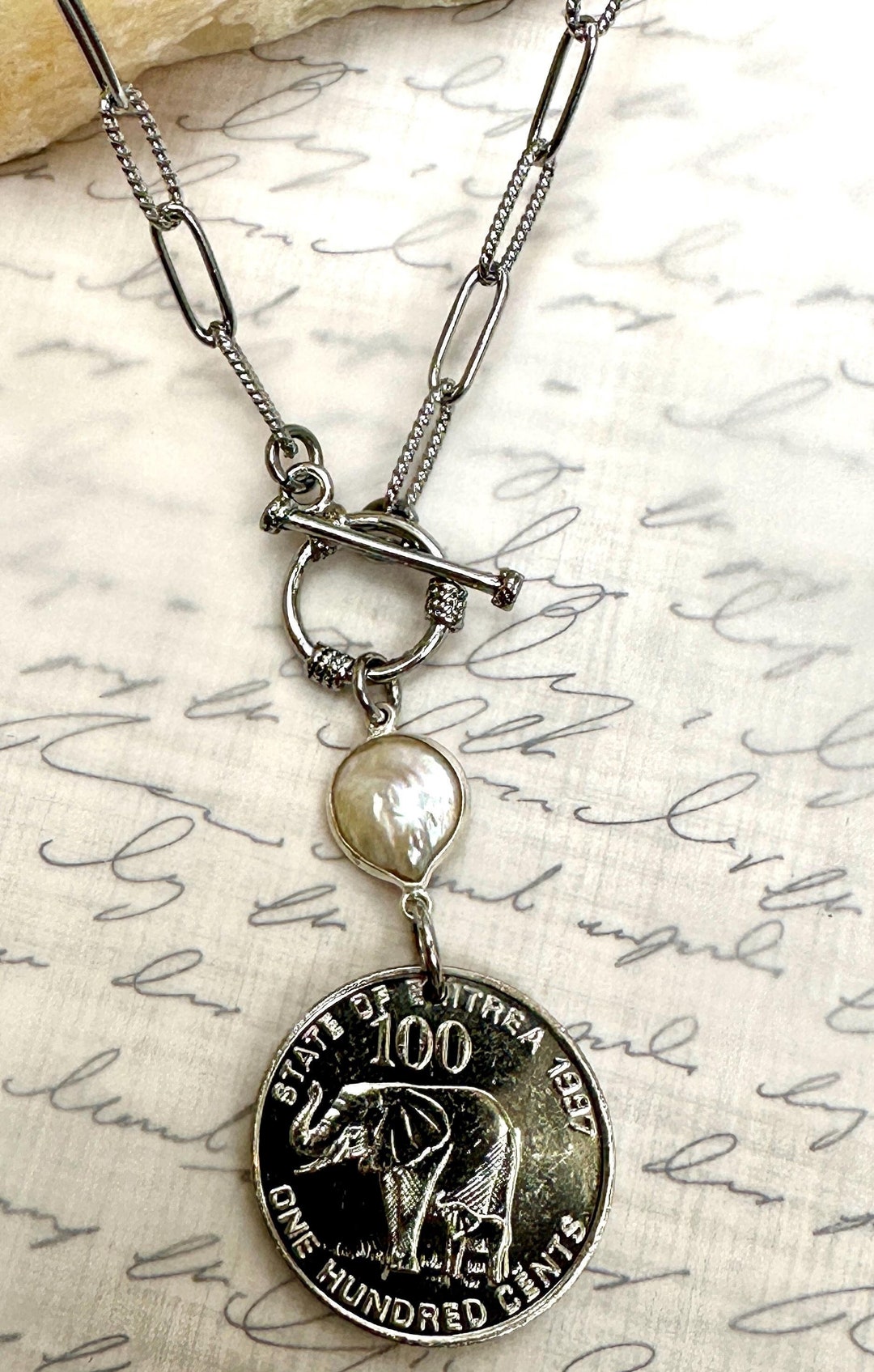 1997 Eritrea 100 Cents Coin Necklace Pendant. Elephant W/ Calf. Choose ...