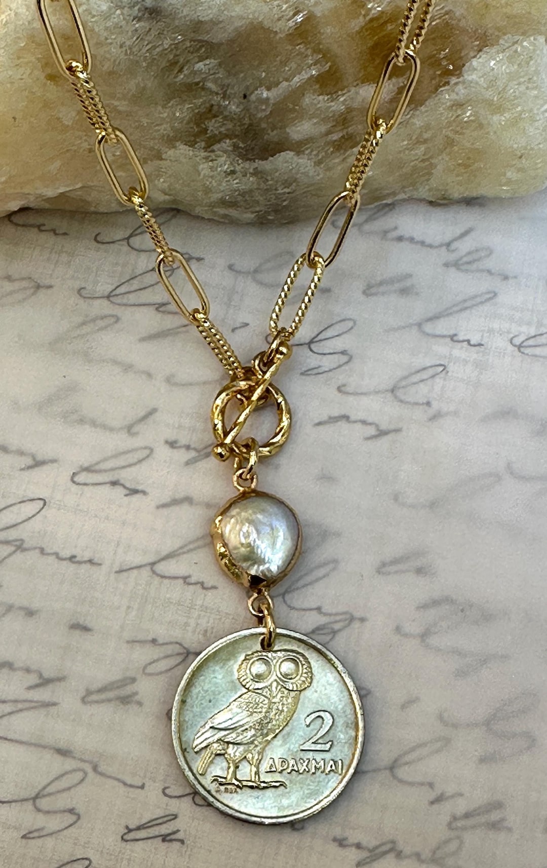 Vintage 1973 Greece 2 Drachmai Coin Necklace Pendant. Owl of Athena ...