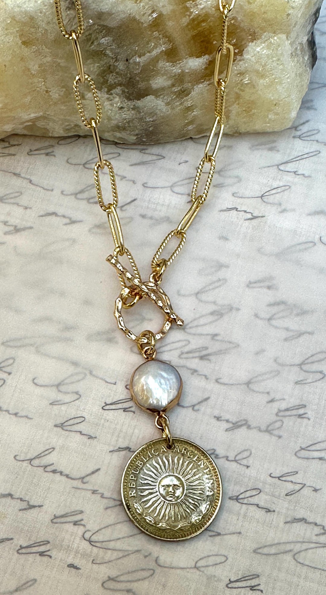 Rare 1976 Argentina 5 Peso Coin Necklace Pendant. 46th Birthday Present ...