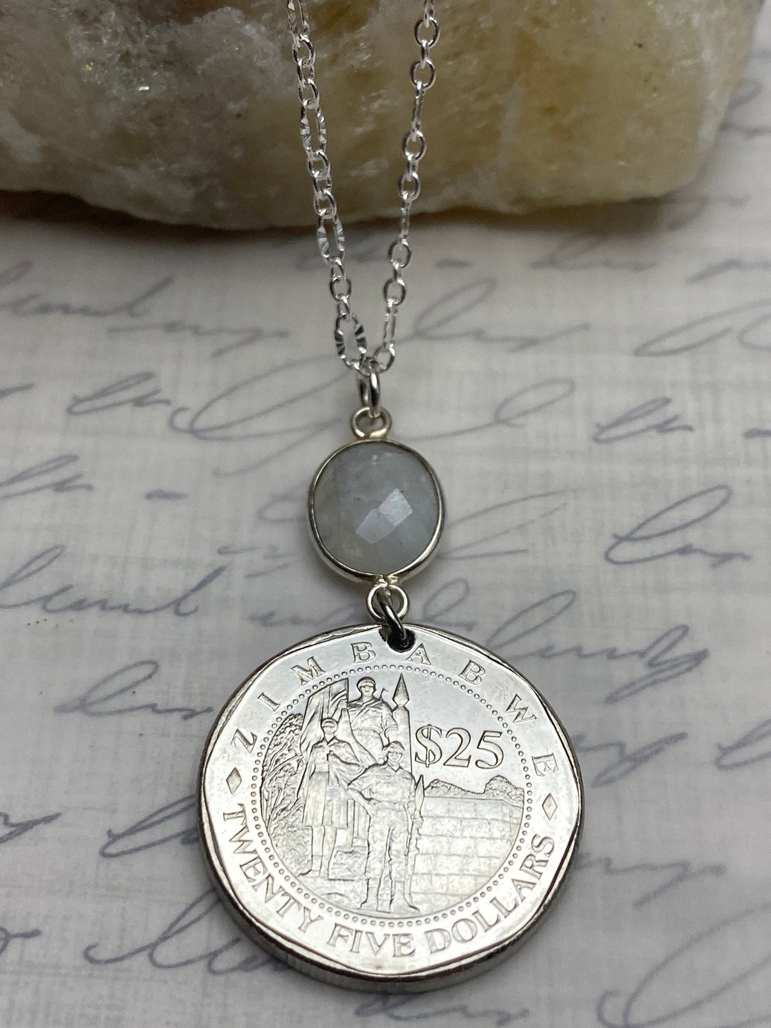 2003 Zimbabwe Africa 25 Dollars Coin Necklace. Protective Bird. 20th ...