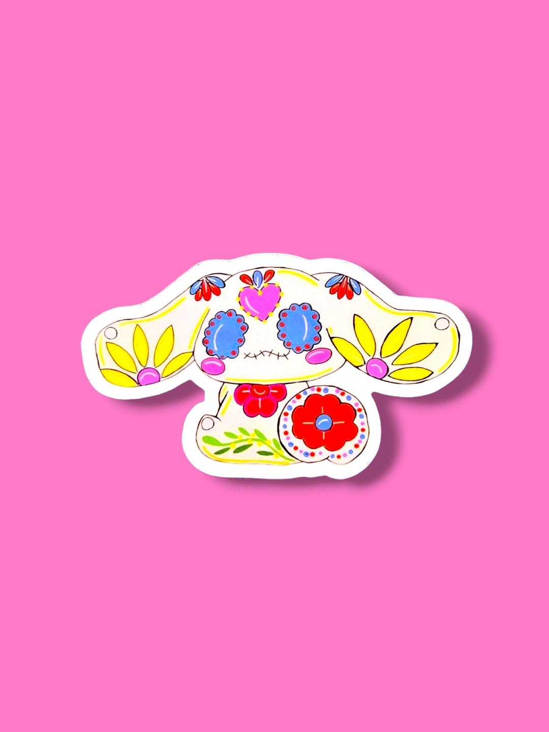 Sweet Puppy Calavera Sticker | Kawaii Cute Dog Vinyl Sticker | Colorful ...
