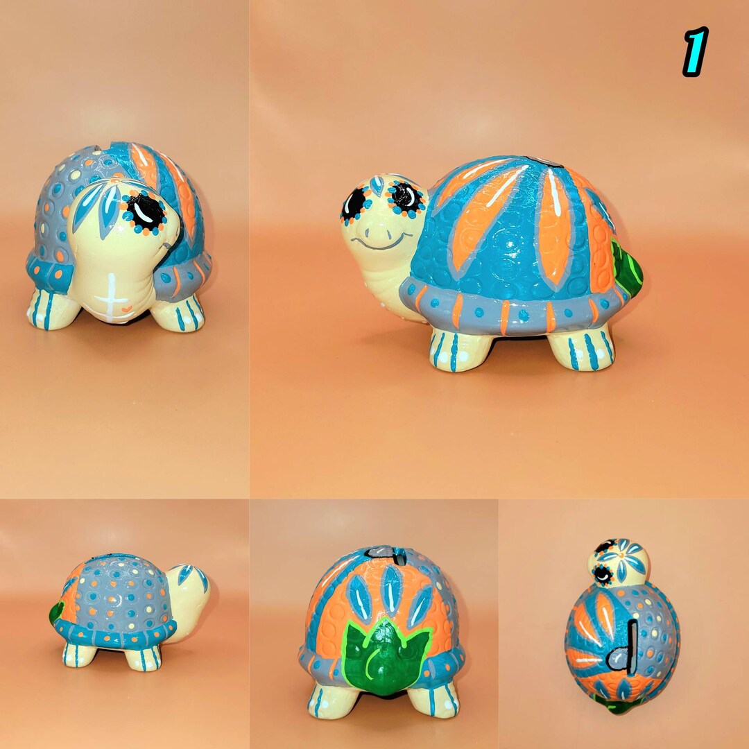 Mexican Ceramic Piggy Bank Money Box Turtle Coin Bank Day - Etsy