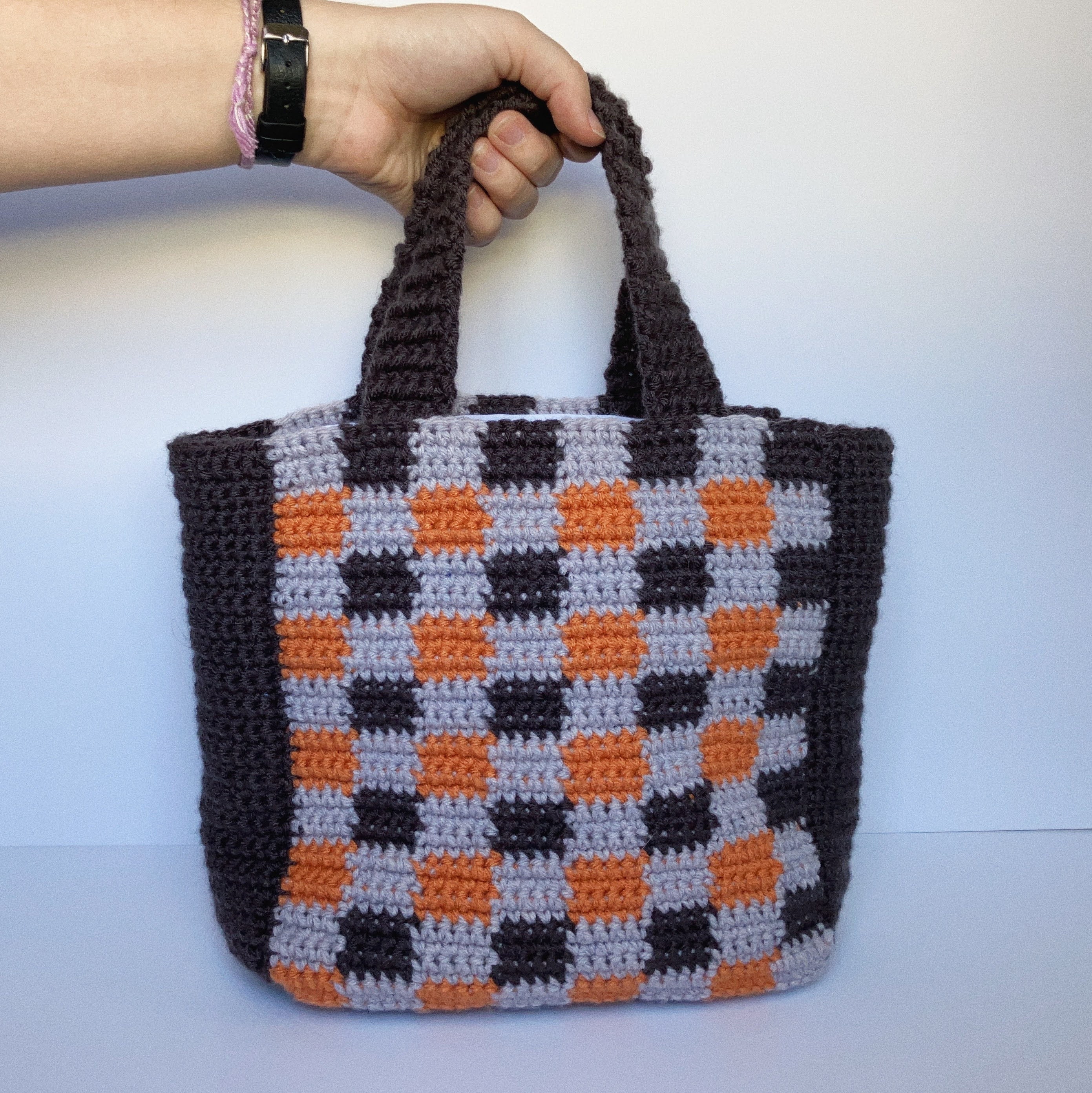 Pattern Pdf Crochet Checkered Tote Bag Pattern Handmade Etsy