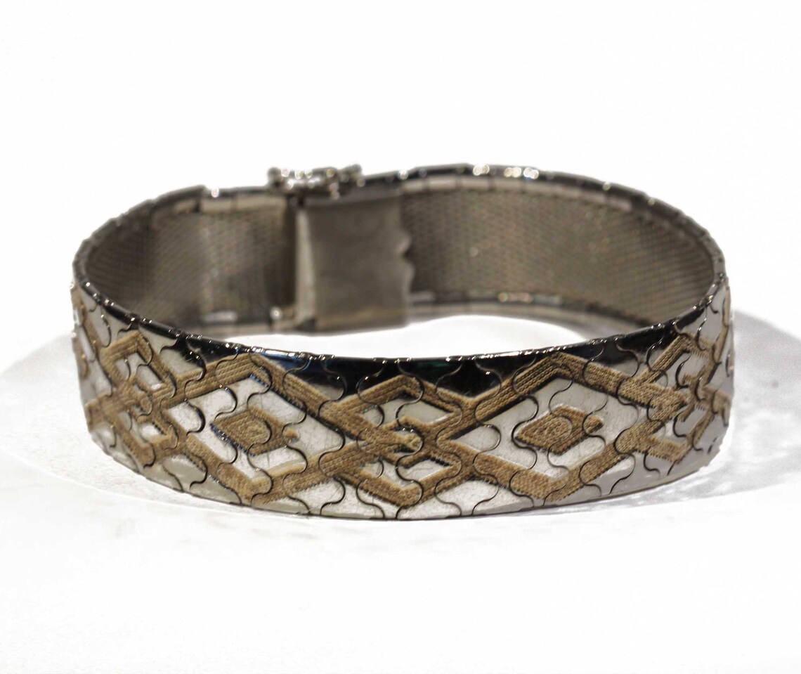 Vintage IBB Gold Vermiel on Sterling Silver Flexible Movable Snake Mesh ...