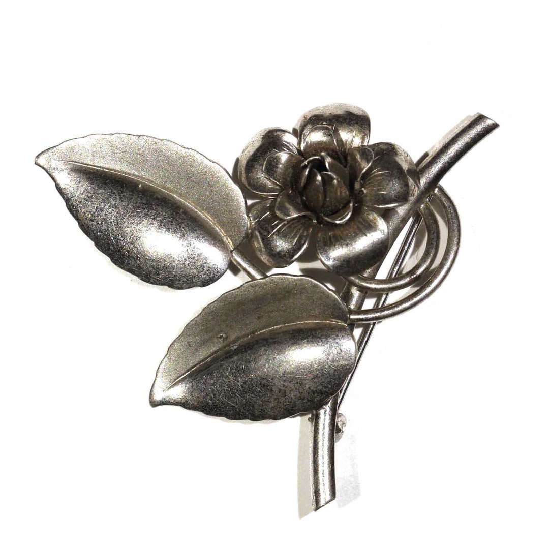 Vintage Fostner Sterling Hibiscus Poppy Blossom Botanical Floral Brooch ...