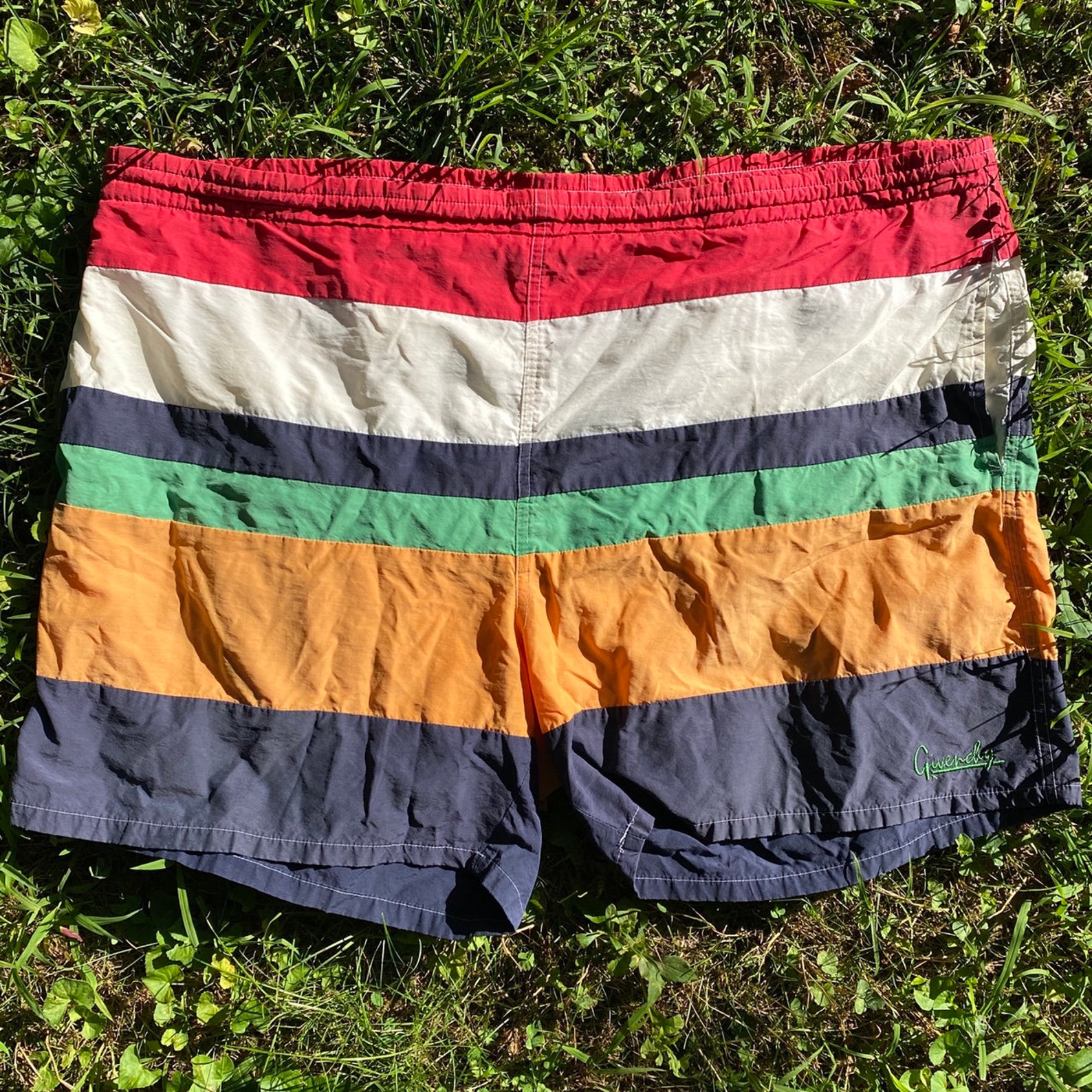 Rare Givenchy Activewear Swim Shorts Trunks Rainbow Stripe Coral Red ...